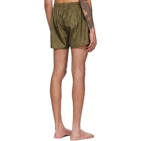 Neil Barrett Khaki Allover Thunderbolt Swim Shorts Neil Barrett