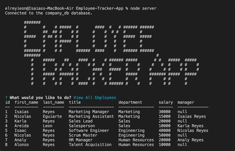 Github Ireyesleonemployee Tracker App