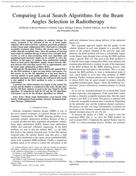 Pdf Comparing Local Search Algorithms For The Beam Angles Selection