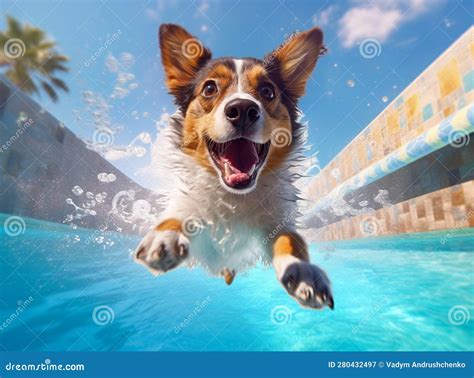 Corgi Jumping Into Water
