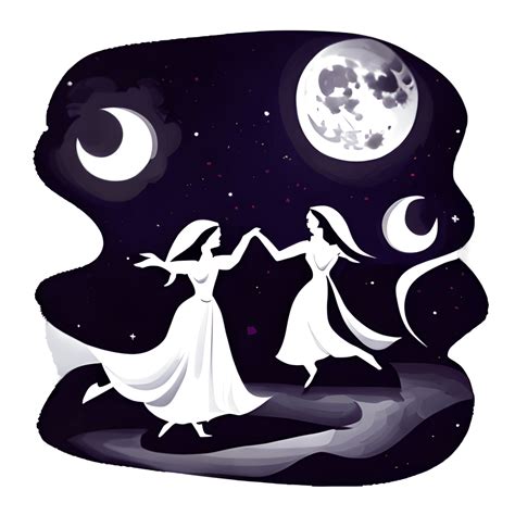 Vintage Ghosts Dancing In Moonlight Graphic · Creative Fabrica