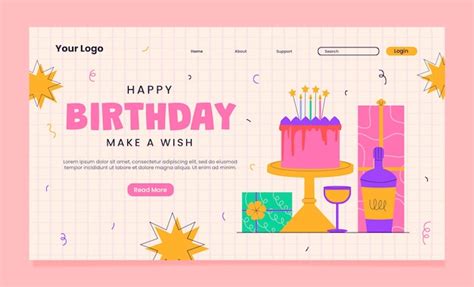 손으로 그린 생일 서식 파일 무료 벡터