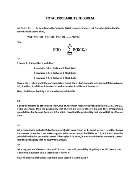 Total Probability Theorem Pdf