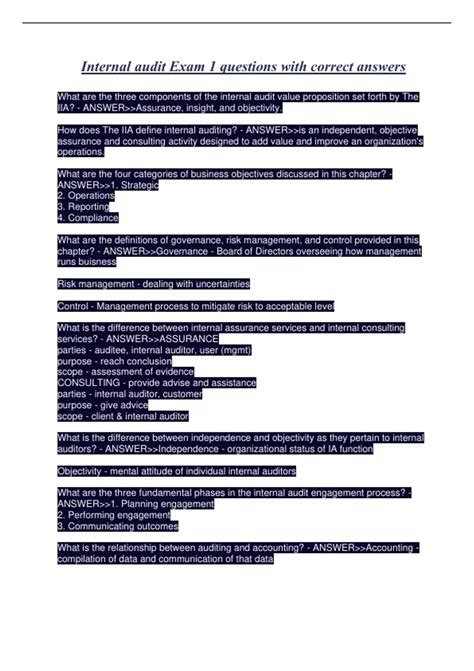 Internal Audit Chapter 1 Questions With Correct Answers Internal Audit Stuvia Us