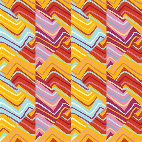 Premium Vector Abstract Zigzag Waves Mosaic Seamless Pattern Hand Drawn Linear Tile Endless
