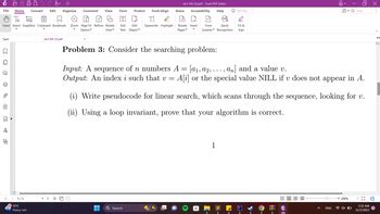 Answered Input A sequence of n numbers A a₁ a an and a value v Output An index i