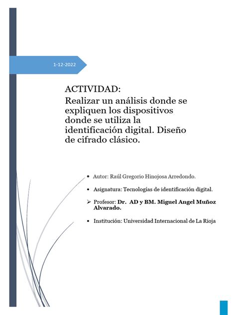 An Lisis Explicando Los Dispositivos Donde Se Utiliza La Identificacion