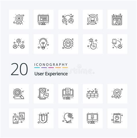 20 User Experience Line Icon Pack Like Award Data Computer Cleaning Clean Stock Vector