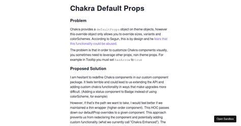 chakra default props issue codesandbox