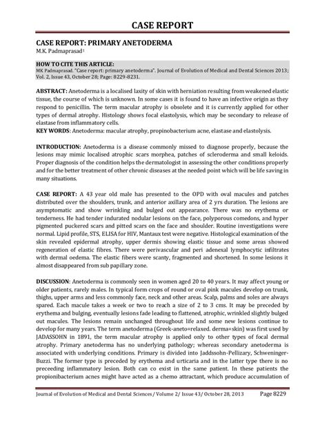 Pdf Case Report Primary Anetoderma
