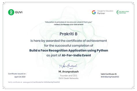 Prakriti B On Linkedin Guvi Certificateofcompletion Python