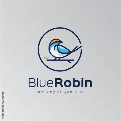 Blue Robin Logo Template Colorful Bird Logo Design Sitting Robin Bird Logo Vector Art For