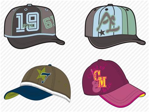 مجموعه تصاویر وکتور کلاه و کلاه بیسبال طراحی شده با دست 1686506