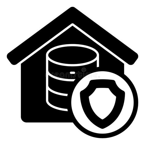 Home Cloud Storage Solid Icon Data Protection Concept Vector Graphics Stock Illustration