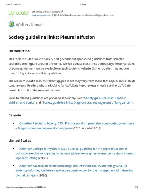 Uptodate Society Guideline Links Pleural Effusion Pdf