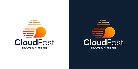 Cloud Data Vector Logo For Technology Data Service With Fast Or Speed