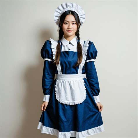 Confident Young Woman In Classic Maid Outfit Swap Face