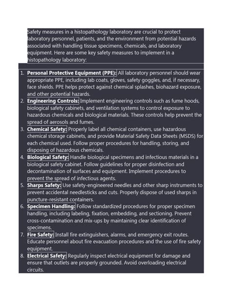 Safety Measures In A Histopathology Laboratory Are Crucial To Protect
