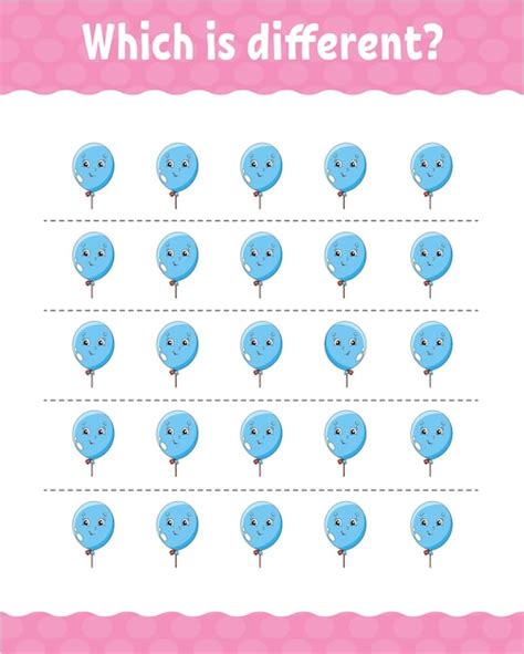 어린이 활동 페이지 생일 테마 벡터 그림을 위한 다른 교육 개발 워크시트입니다 프리미엄 벡터