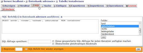 Mysql Anweisungen Lernen Phpmyadmin Nutzen