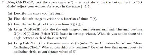 Solved Please Help Thank You Using Calcplot3d ﻿plot The