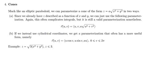 solved for each example state the parameterization that you