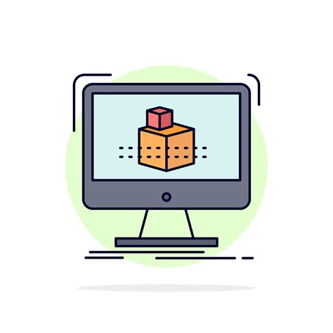 3d Cube Dimensional Modelling Sketch Flat Color Icon Vector 18023797