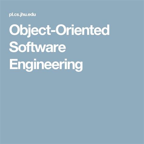 object oriented software engineering engineering software hopkins