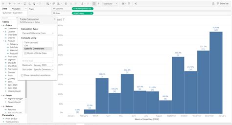 quick table calculations part 3 percent difference the data school