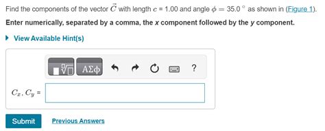 Solved Find The Components Of The Vector C With Length C Chegg Com