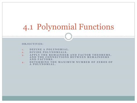 ppt 4 1 polynomial functions powerpoint presentation free download