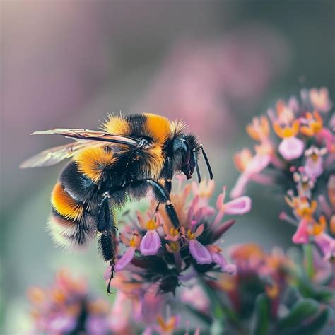 Tiny Insect World Bee Pollinating Premium Ai Generated Image