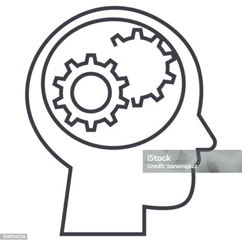 기어 벡터 라인 아이콘 기호 그림 배경 편집 가능한 선 인간의 머리 개념에 대한 스톡 벡터 아트 및 기타 이미지 개념 계획 공장 산업 건물 Istock
