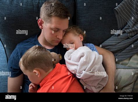Father Daughter Sleeping On Sofa Hi Res Stock Photography And Images Alamy