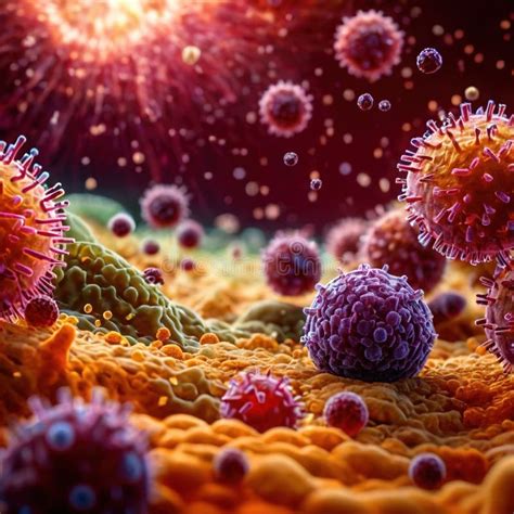 Microscopic Medical Scientific Illustration Of Bacteria Virus And Other