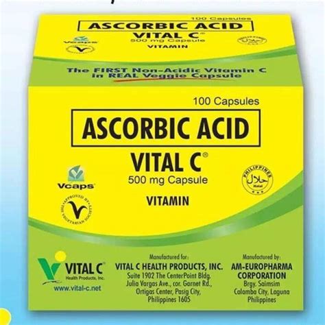 Vital C Ascorbic Acid 56818mg X 100 Capsule Lazada Ph