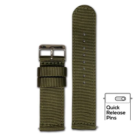 Quick Release Watch Band Olive Nylon Two Piece Nato Strap Co