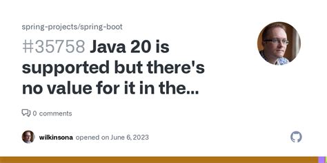 Java 20 Is Supported But Theres No Value For It In The Javaversion Enum · Issue 35758 · Spring