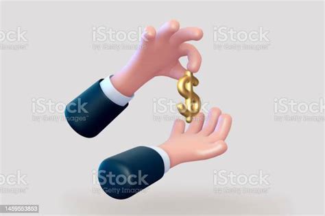 3d 만화 사업가는 열린 손 위에 미국 달러 통화 기호를 들고 있다 증권 거래소 은행 송금 및 투자의 개념 쇼핑에 대한 스톡 벡터 아트 및 기타 이미지 Istock