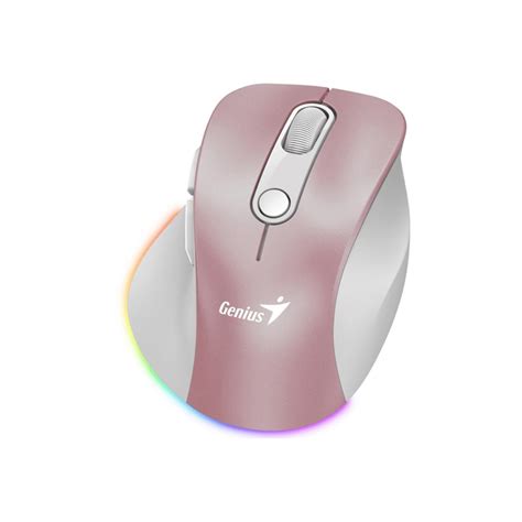 Mouse Genius Ergo 9000s Inalambrico Recargable Pink Ergonomico Vertical Rgb