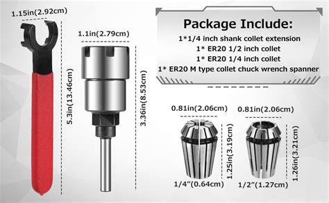 Yetaha 1 4 Inch Shank Router Bit Collet Extension Chuck Converter