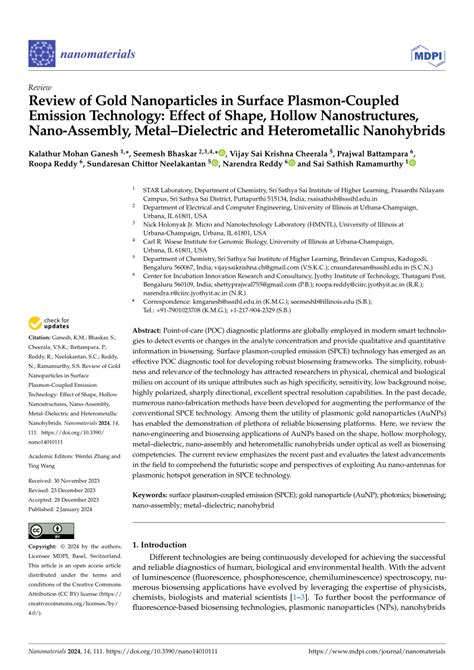 Pdf Review Of Gold Nanoparticles In Surface Plasmon Coupled Emission