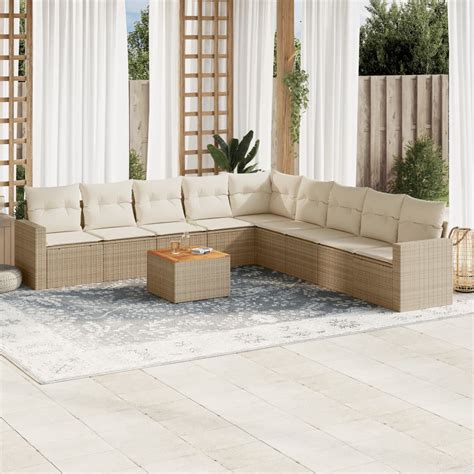 Vidaxl Garden Sofa Set Beige Pe Rattan Large Modular Garden Sofa Set