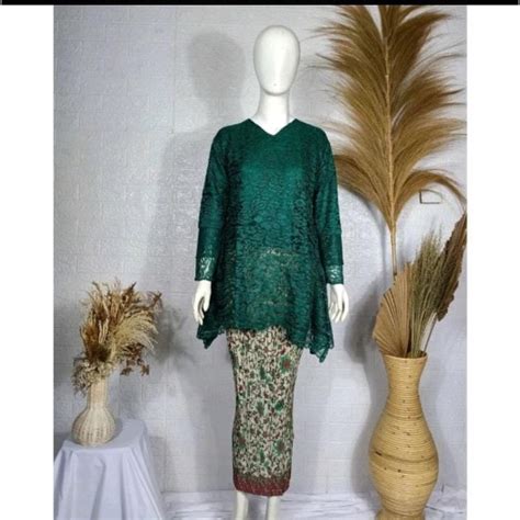 Jual Set Kebaya Brukat Pesta Kondangan Rinjani And Rok Plisket Kebaya