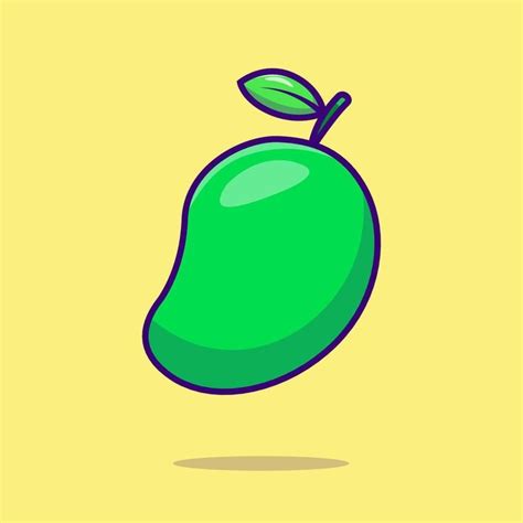 Cute Green Mango Icon Vector Illustration Design