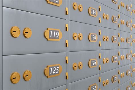 은행 금고 실버와 골드 색상 내부 현실적인 금속 안전 예금 상자 보안 및 은행 보호를 위한 개념입니다 3d 렌더링 그림입니다 비어 있음에 대한 스톡 사진 및 기타 이미지