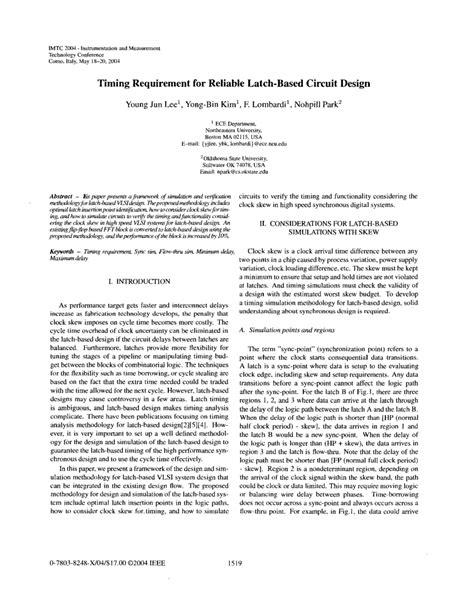 Pdf Timing Requirement For Reliable Latch Based Circuit Design