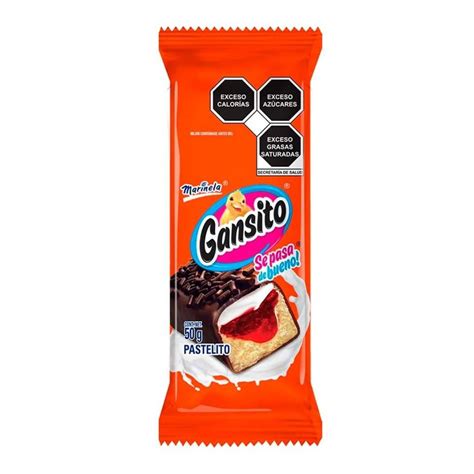 An Orange Bag Of Gansito With Chocolate And Strawberry Toppings On The Side