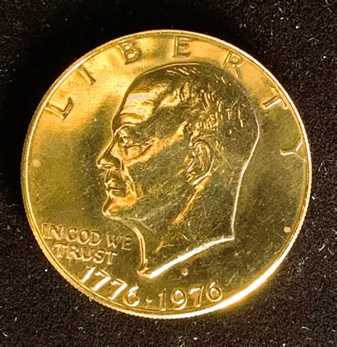 1976 Bicentennial Ike 1 Dollar Uncirculated 24 Kt Gold Plated Coin
