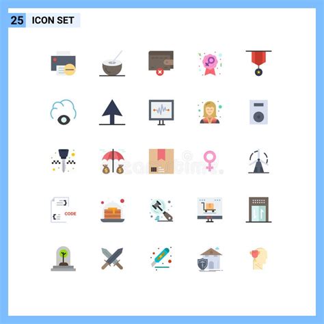 Set Of 25 Commercial Flat Colors Pack For Badge Sign Drink Female Wallet Stock Vector